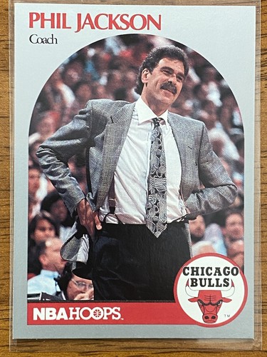 1990-91 NBA Hoops #308 Phil Jackson Coach Chicago Bulls Basketball Card ...