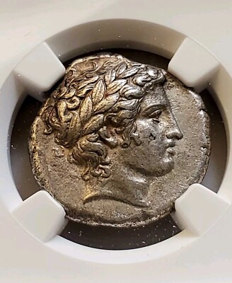 Chalcidian League Apollo & Lyre Tetradrachm NGC XF Fine Style Silver ...