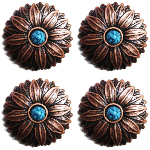 Concho Set of 4 Conchos Western Saddle Tack Copper Flower 401528 ...