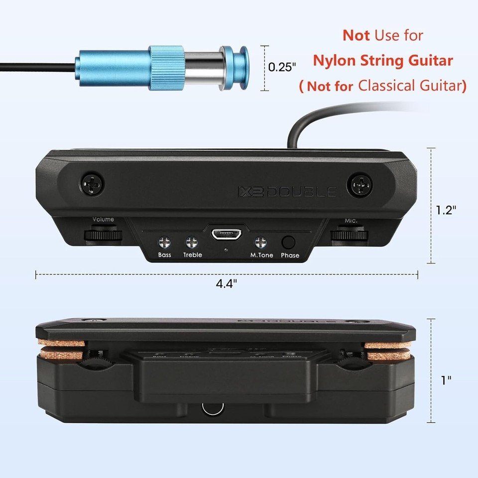 Dual Pickup Acoustic Guitar Soundhole Pickup with Customizable Sound ...