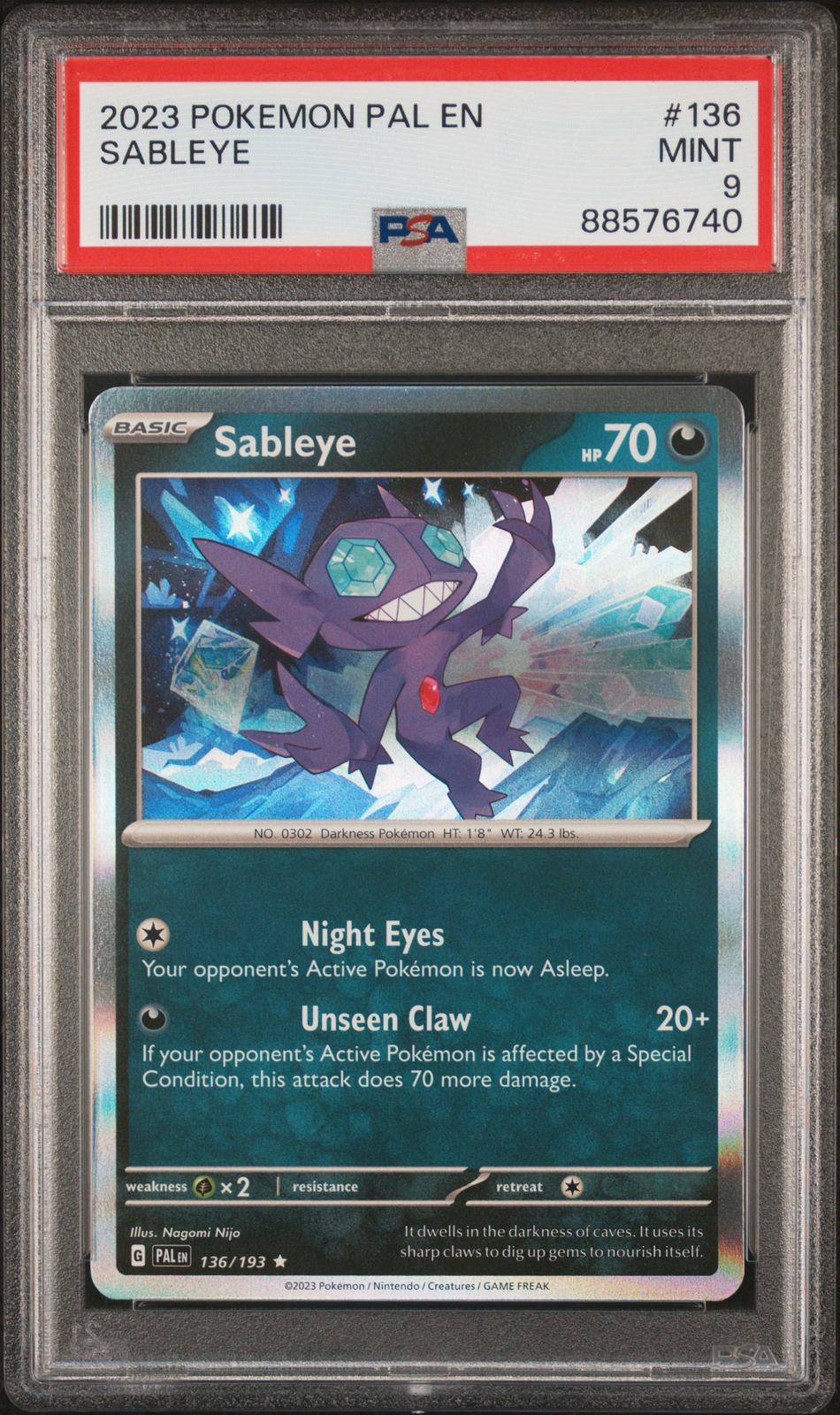 2023 Pokemon Pal EN Paldea Evolved 136 Sableye - PSA 9 | eBay