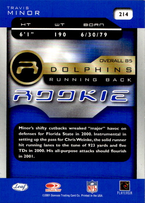 2001 Quantum Leaf Travis Minor 214 RC Miami Dolphins | eBay