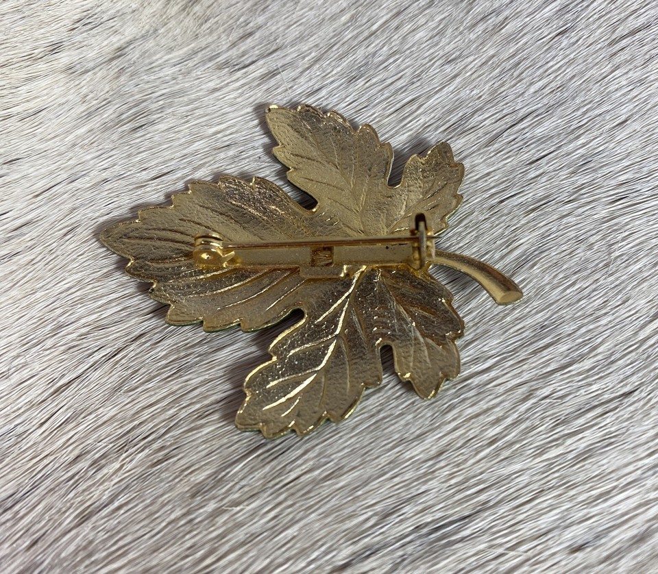 Gilded Leaf Designs Handcrafted Fall Leaf Pin Brooch Gold Tone with ...