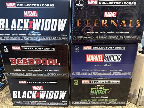 Marvel Collector Corps Lot Of 6 Deadpool Groot Eternals Black Widow Etc ...