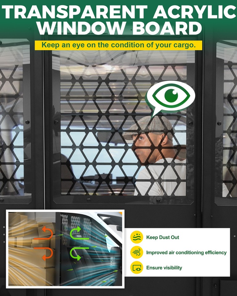 Van Safety Partition Bulkhead & 2PCS Van Shelving Fit for Ford Transit ...