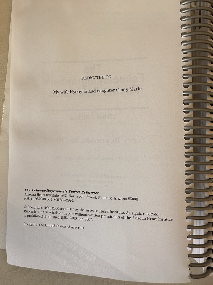 The Echocardiographer's Pocket Reference Third Edition Terry Reynolds ...