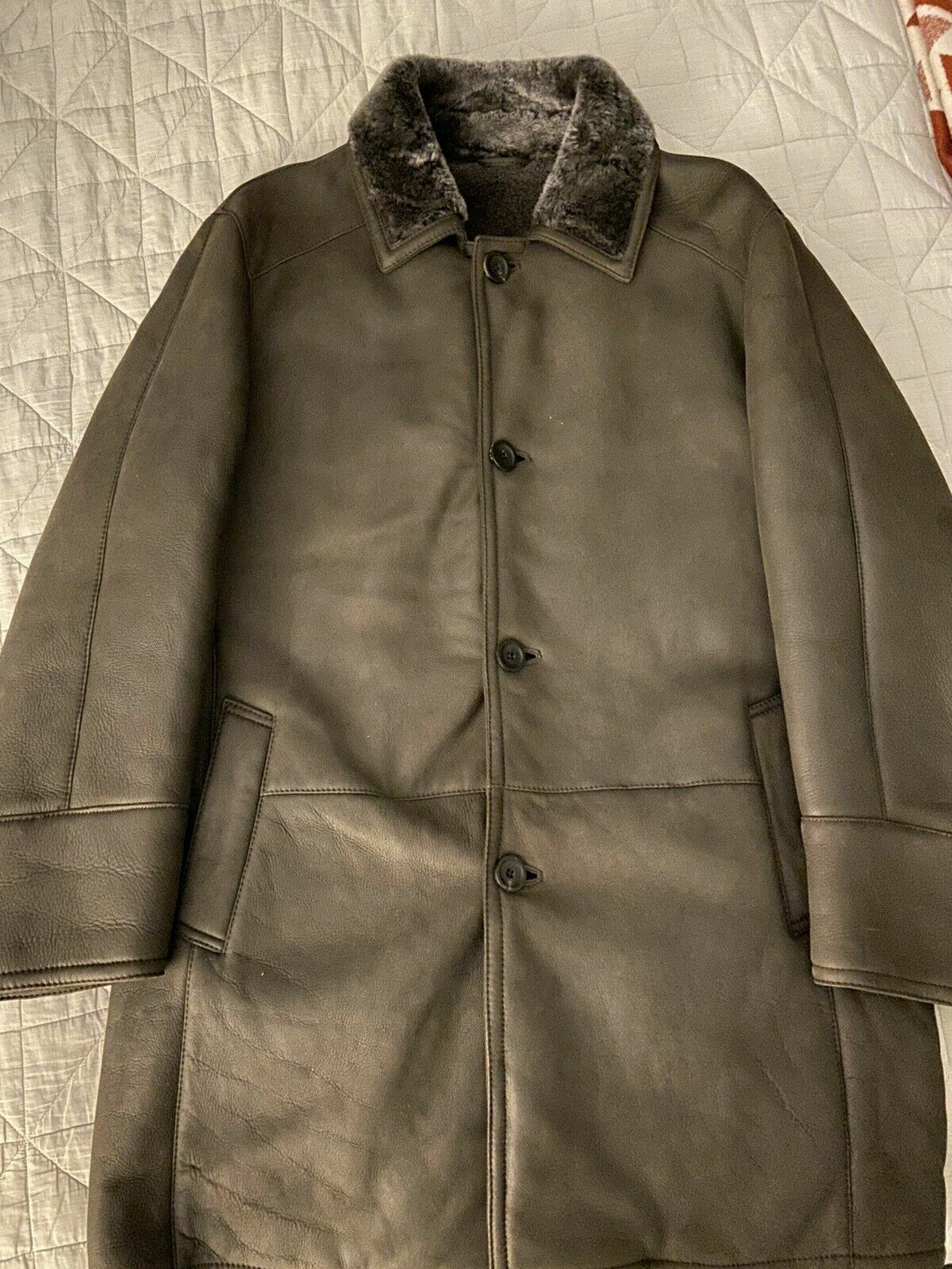 Gallotti Shearling Fur-Lined Leather Jacket, Brown size 48 IT $1995 | eBay