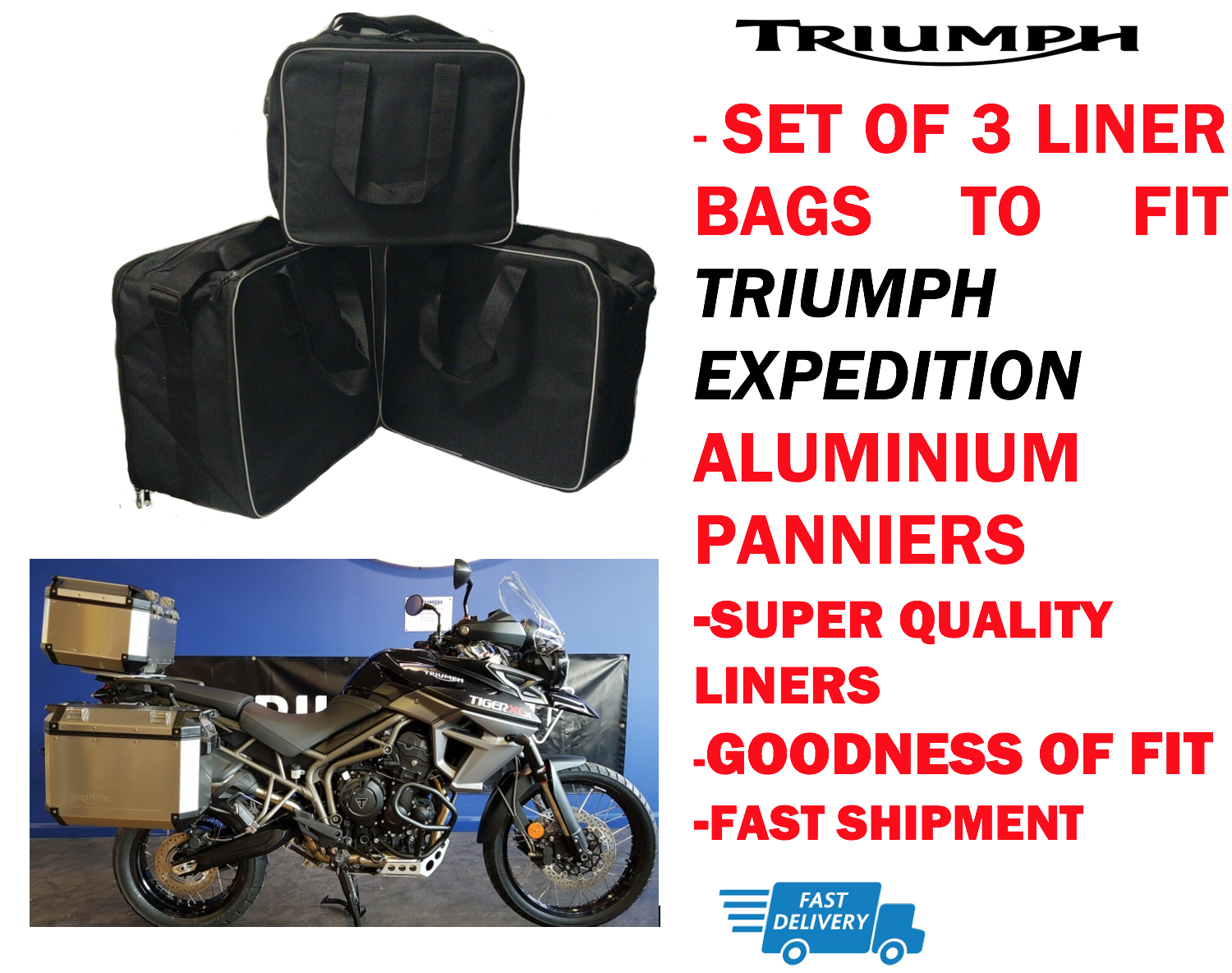 PANNIER LINER BAGS & TOP BOX BAG TO FIT TRIUMPH EXPEDITION ALUMINIUM ...
