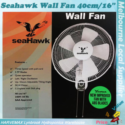 SEAHAWK Wall Mount Fan 3 Speed 400mm 40cm/16'' Oscillating Quiet Fan ...