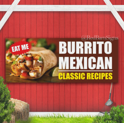 BURRITO MEXICAN Advertising Banner Vinyl Mesh Sign tacos quesadillas ...