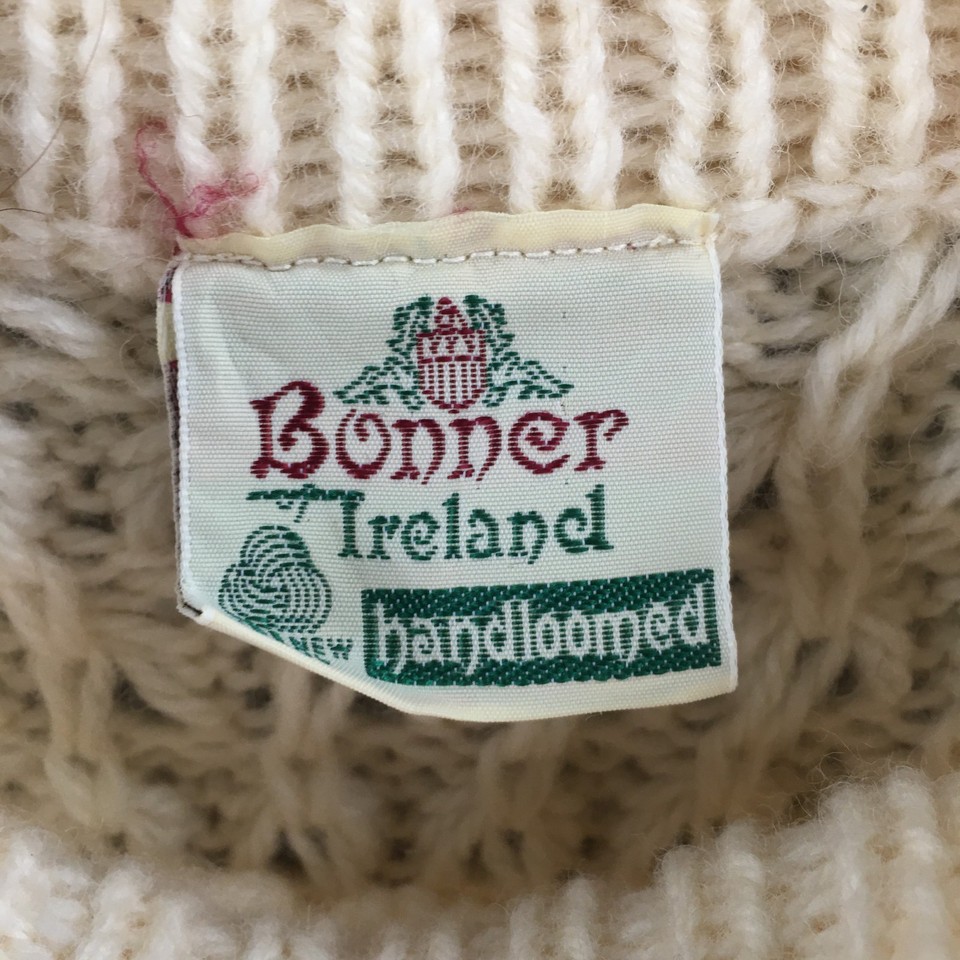 Bonner Ireland Sweater Womens Ivory Cable Knit Crewneck Wool Handmade ...