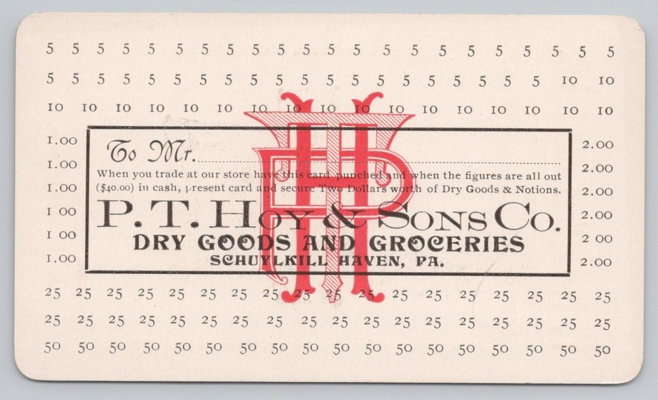 P.T. Hoy & Sons Co Schuylkill Haven PA Sewing Machine Notions Grocery ...