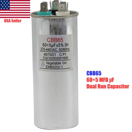 60+5 MFD µF Dual Run AC Capacitor 370-440VAC 50/60Hz ±5% HVAC 60/5µF | eBay