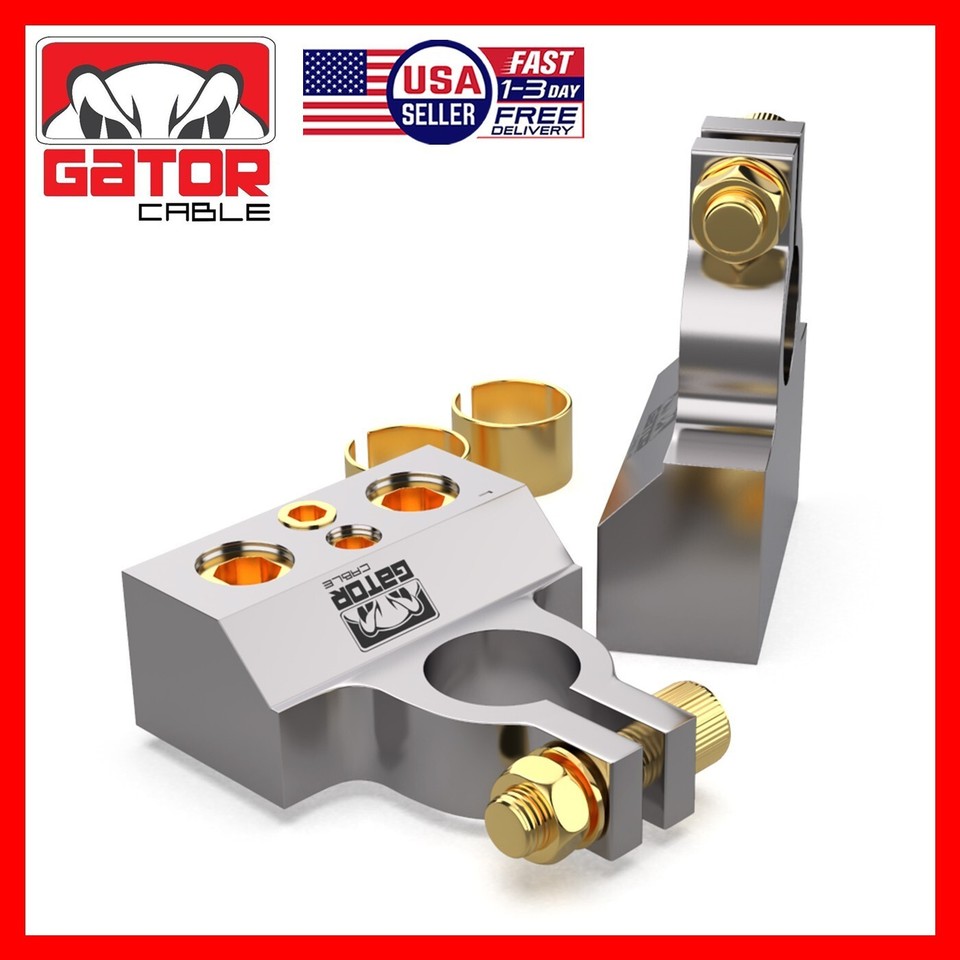 Car Battery Terminals Clamp Post 1/0 2 4 8 GA AWG Gauge Positive ...