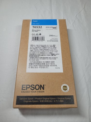 Epson T6532 Cyan 200ml For Epson Stylus Pro 4900 Date: Aug 2021 New ...