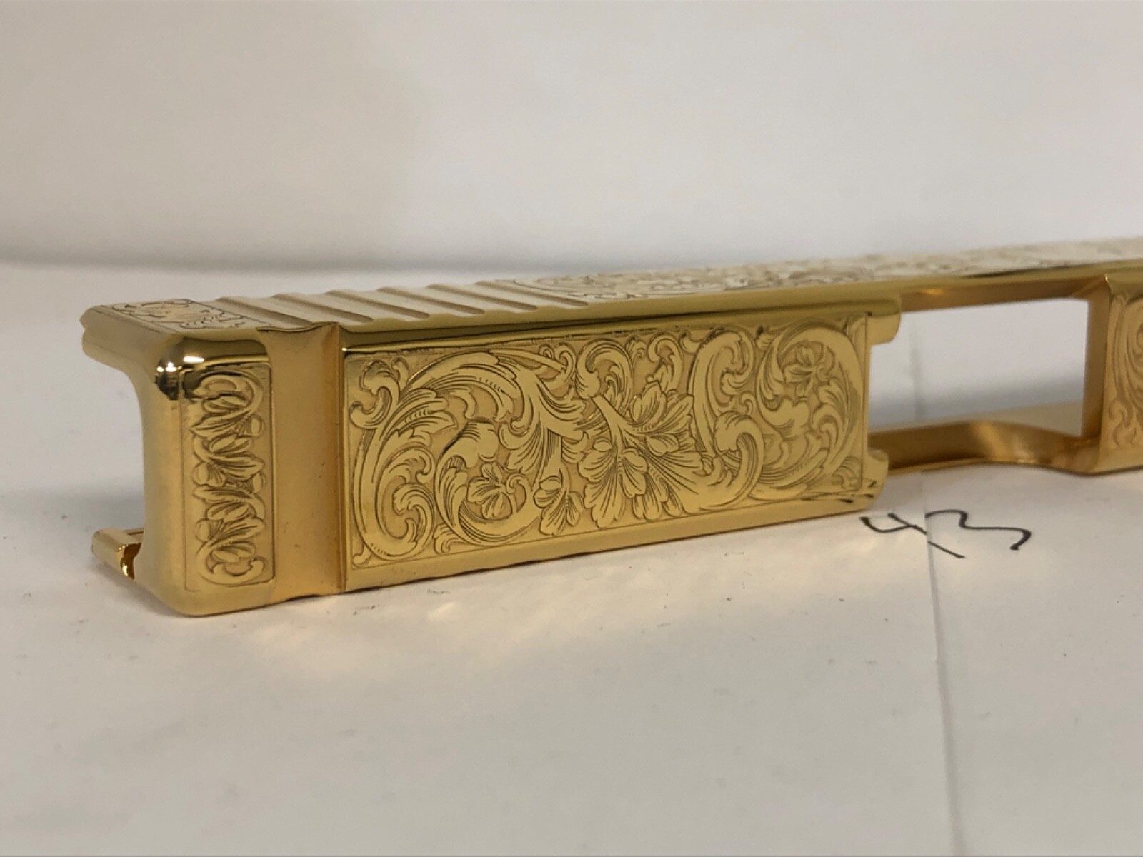 DEEP Laser engraved 24k gold plated glock 43 Slide gen 3 skulls n ...