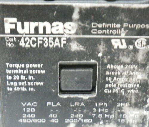 FURNAS 42CF35AF CONTACTOR, 600V 3 POLE | eBay