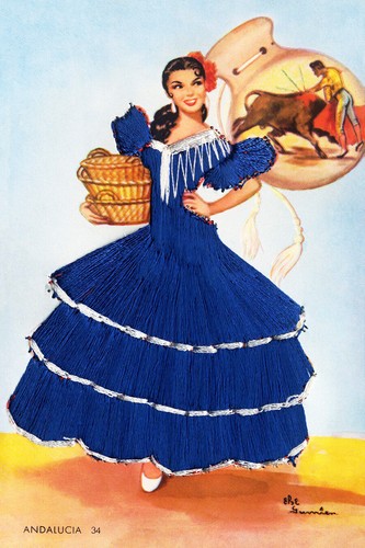 Flamenco Postcard - Mujeres de Andalucia #34 Canvas Art Poster 16"x 24 ...