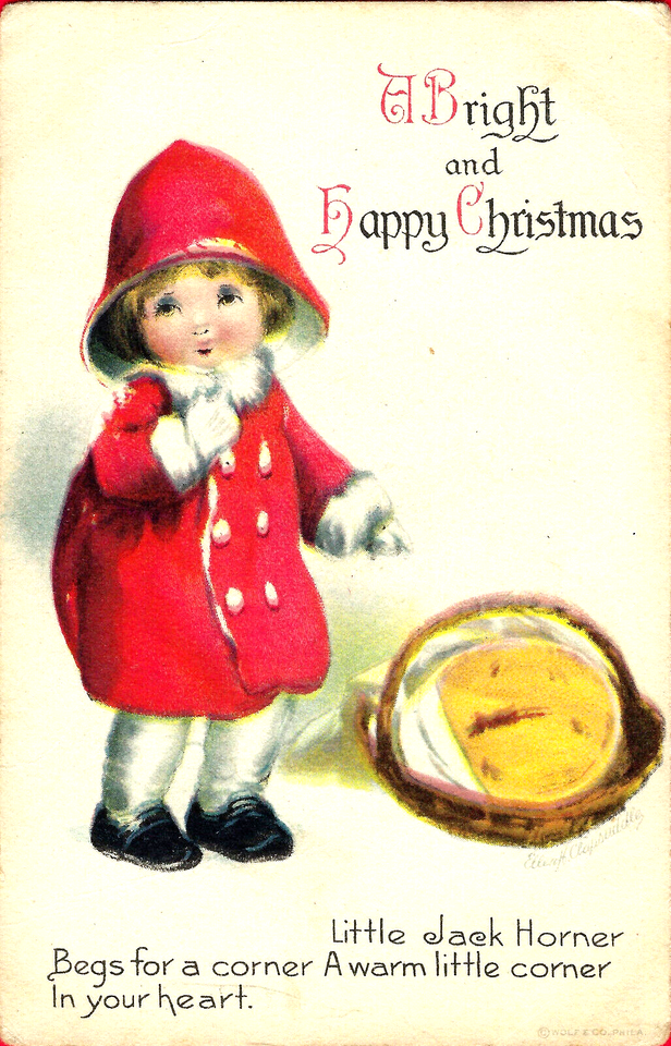 Vtg Clapsaddle Christmas Little Jack Horner Nursery Rhyme Signed PC ...