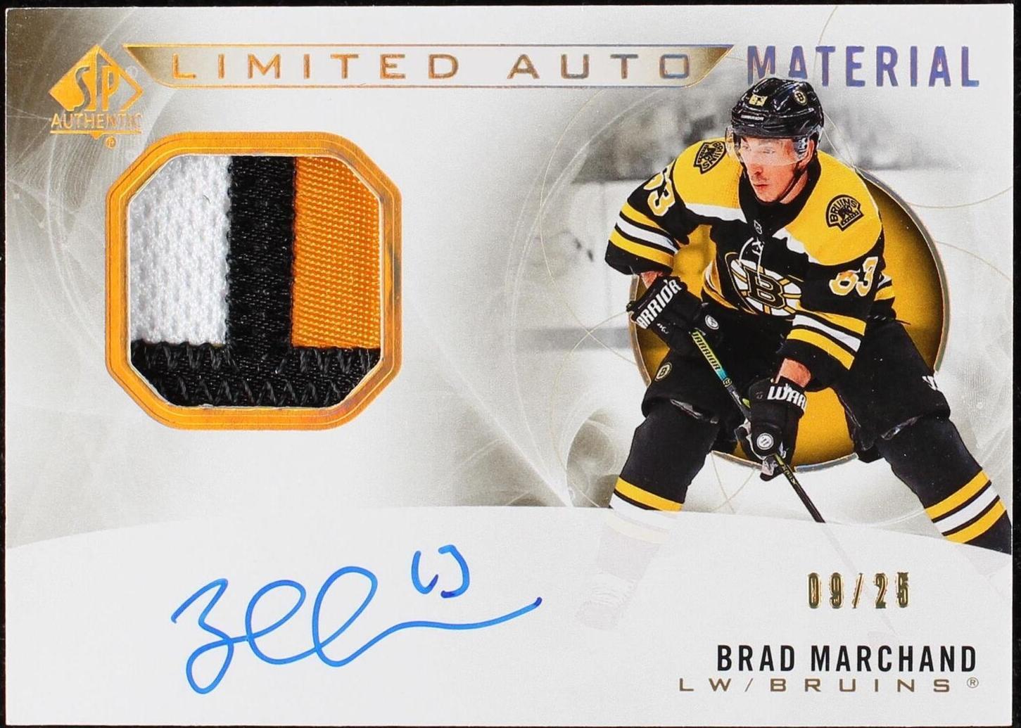 2020-21 SP Authentic - Limited Autograph Material Brad Marchand #LAM-BM ...