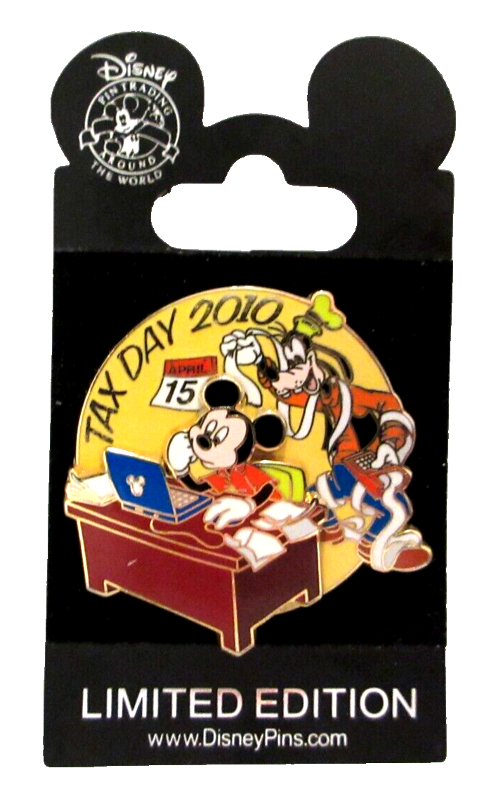 WALT DISNEY WORLD MICKEY & GOOFY TAX DAY APRIL 15 2010 PIN- LE OF 3000 ...