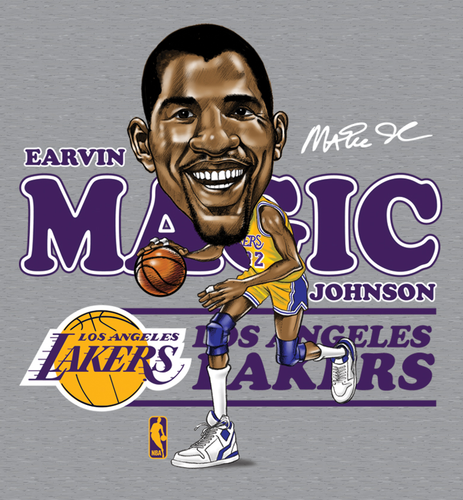 Magic Johnson caricature T-shirt Grey Tee all sizes S-5XL JJ3846 | eBay