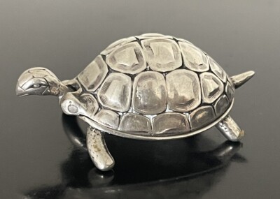 800 SILVER HINGED TURTLE PILL BOX | eBay