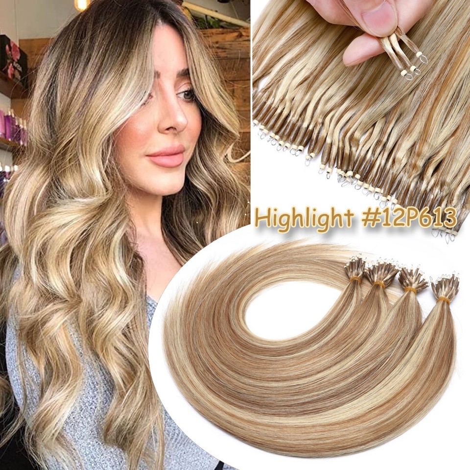 Highlight 200PCS THICK 100% Remy Human Hair Extensions Micro Loop Nano ...