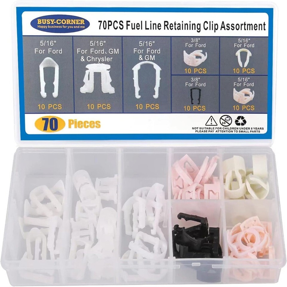 70Pcs Nylon Fuel Line Retaining Clip Fuel Line Retainer Clip Assortment ...
