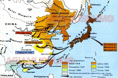 1940 WW2 JAPAN JAPANESE ASIA CHINA EMPIRE RESOURCES WAR MAP PROPAGANDA ...