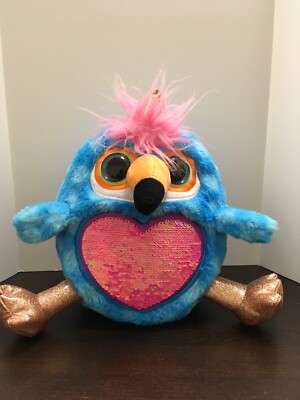 Zuru Rainbowcorns Wild Heart Toucan Blue Pink Reversible Sequin Plush ...