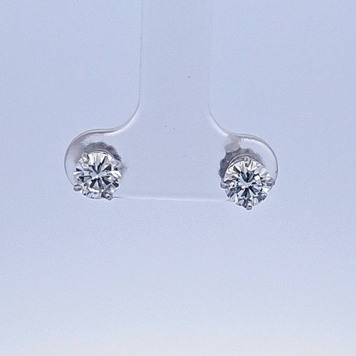 Pair of 14K White Gold 1.11TCW Classic 4 Prong Diamond Earrings ...