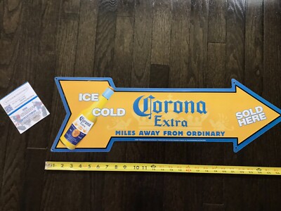 Ice Cold Corona Extra Arrow Beer Tin Advertising Sign | eBay