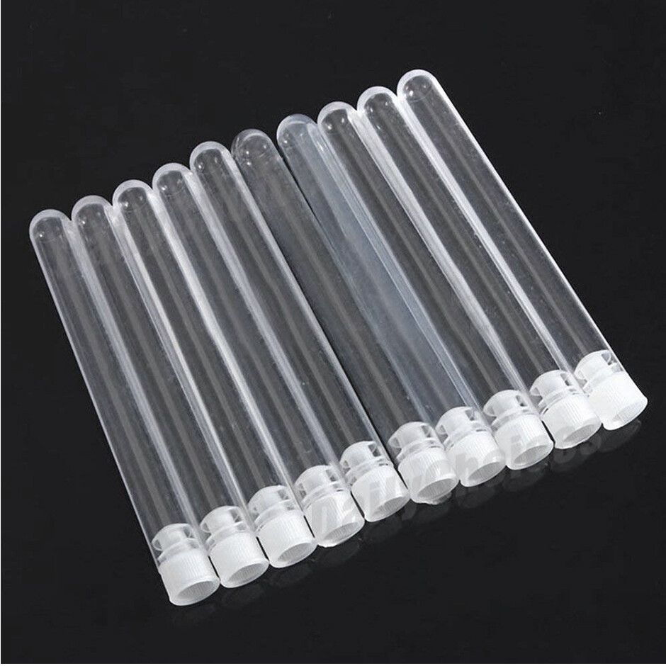Clear Plastic Test Tube Set with Push Caps Sample Containers Vials 12 ...