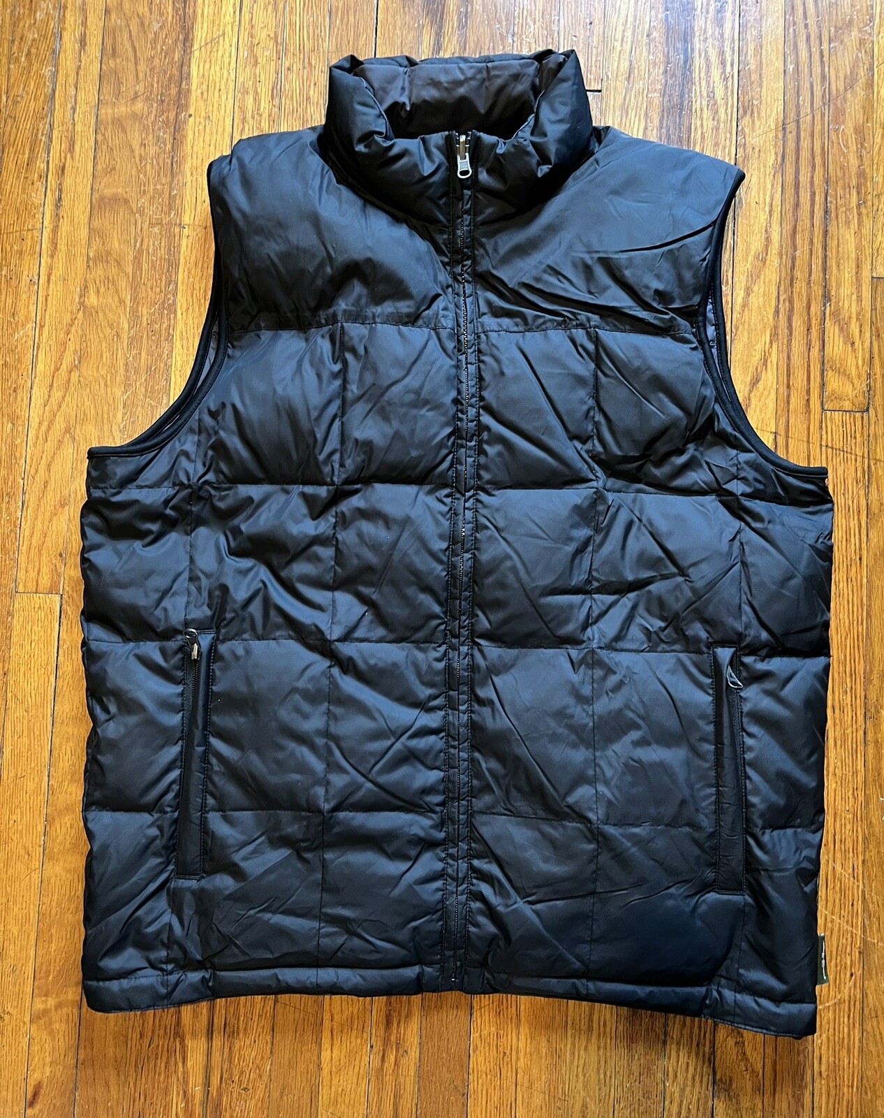 Eddie Bauer Mens Reversible Black Gray Goose Down Puffer Vest Full Zips ...