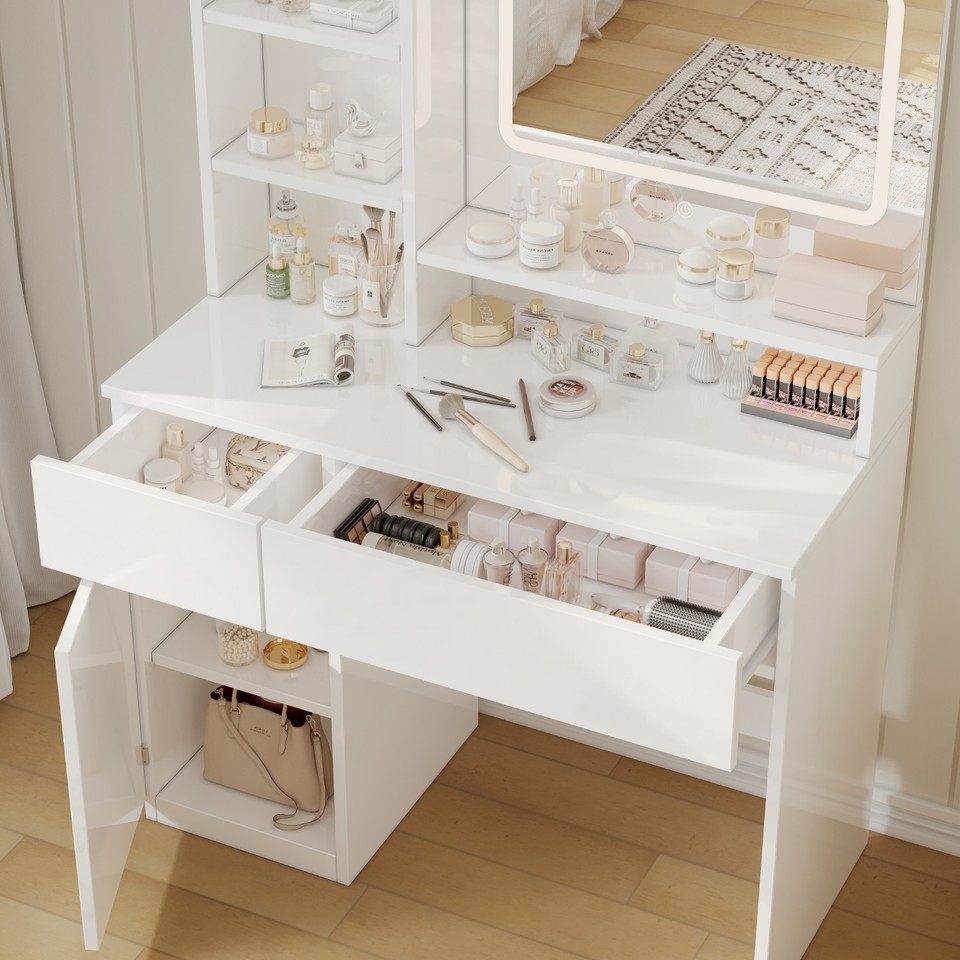 Gunji Dressing Table LED Makeup Table Storage Modern Vanity Table 135× ...