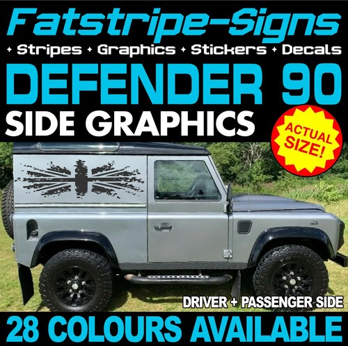 to fit LAND ROVER DEFENDER 90 UNION JACK FLAG GB STICKERS GRAPHICS ...