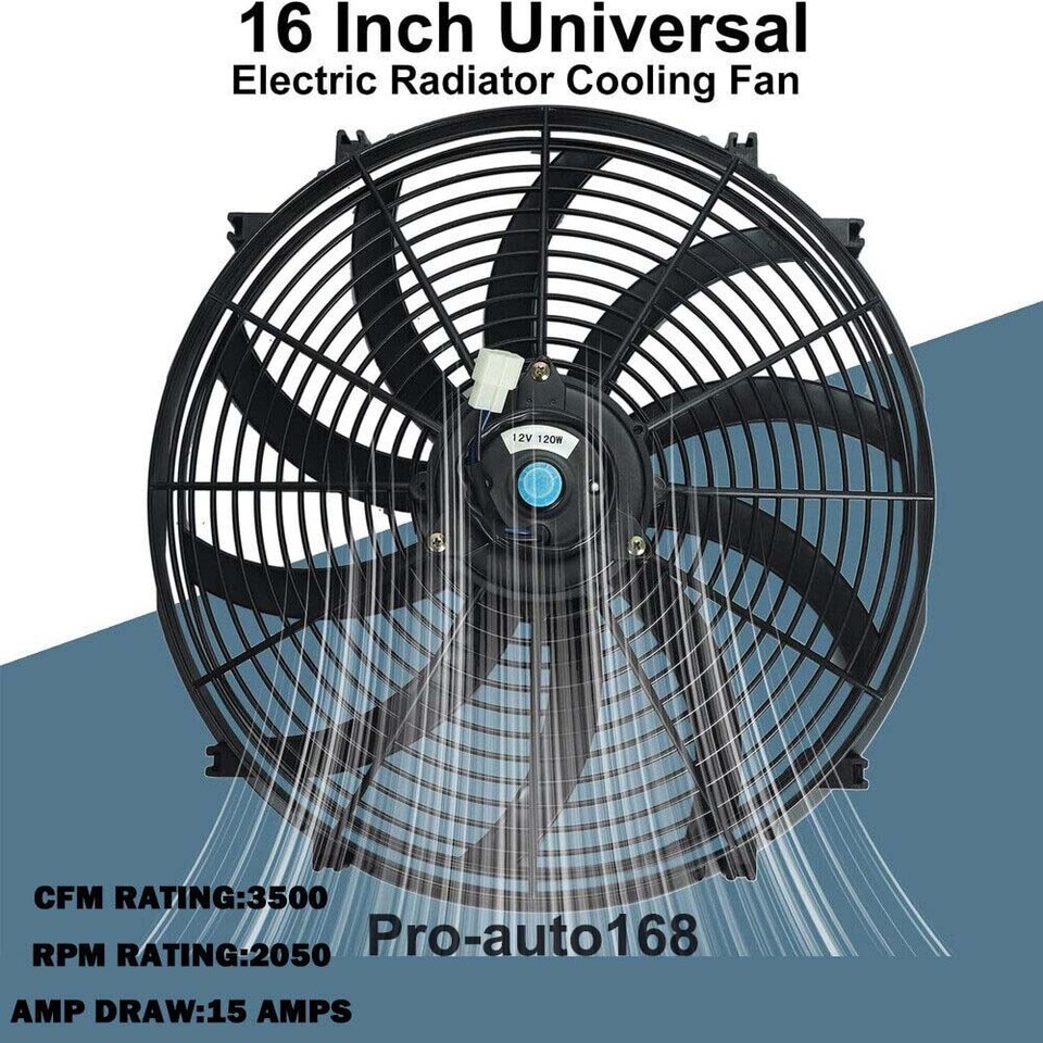 16" Inch Electric Radiator Fan Pusher Puller 120w High Power Motor 3500 ...