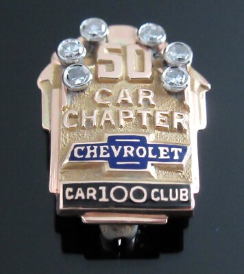 Vintage 10k Gold & 6 Diamond Chevrolet 100 Car Club Service Award Pin ...