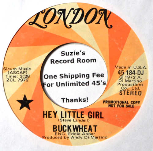 Buckwheat Hey Little Girl Funk Rock DJ EX- 45 7" Vinyl Plays Well ...