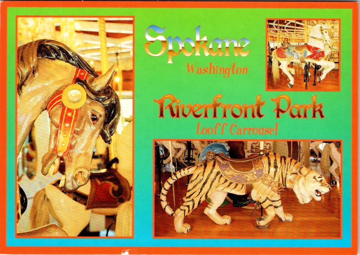 Spokane, WA Washington LOOFF CAROUSEL Tiger/Horse RIVERFRONT PARK 4X6 ...