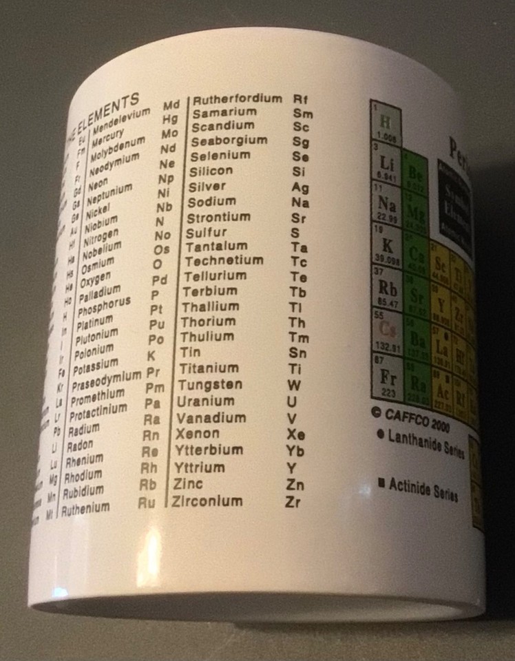 Periodic Table of Elements Coffee Mug Ceramic 8 oz Chemistry Science ...