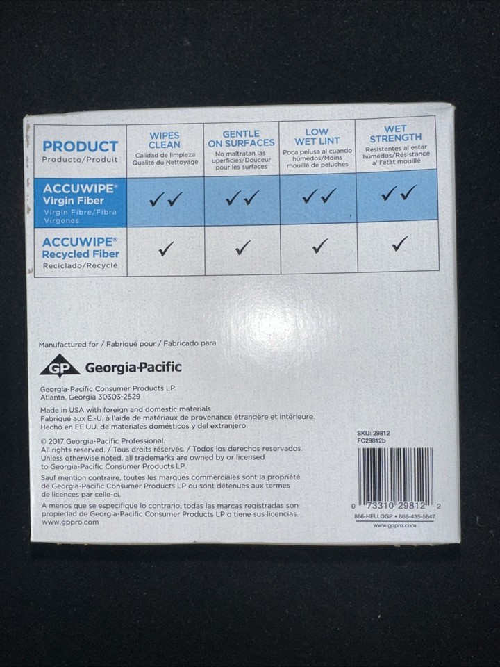 4 Pack Georgia Pacific Blue AccuWipe 4.5"x7.9" Delicate Task 280 Wipers ...