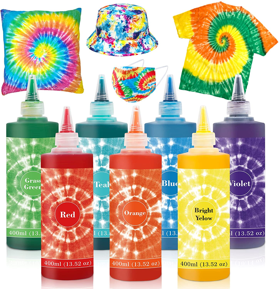 7 Colors Tie Dye Kit, 13.52Oz Jumbo-Size Fabric Dye for Family Friends ...