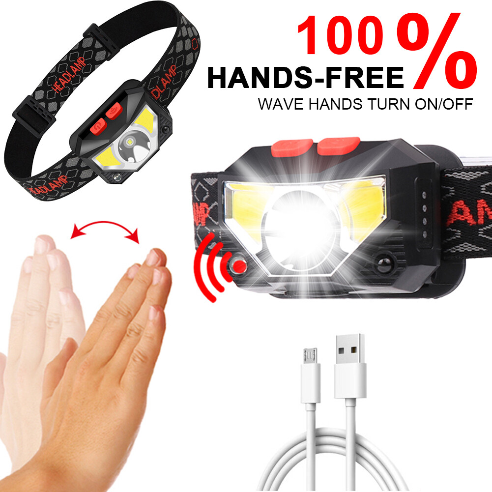 Headlamp Rechargeable Super Bright LED Head Light Forehead Flashlight ...