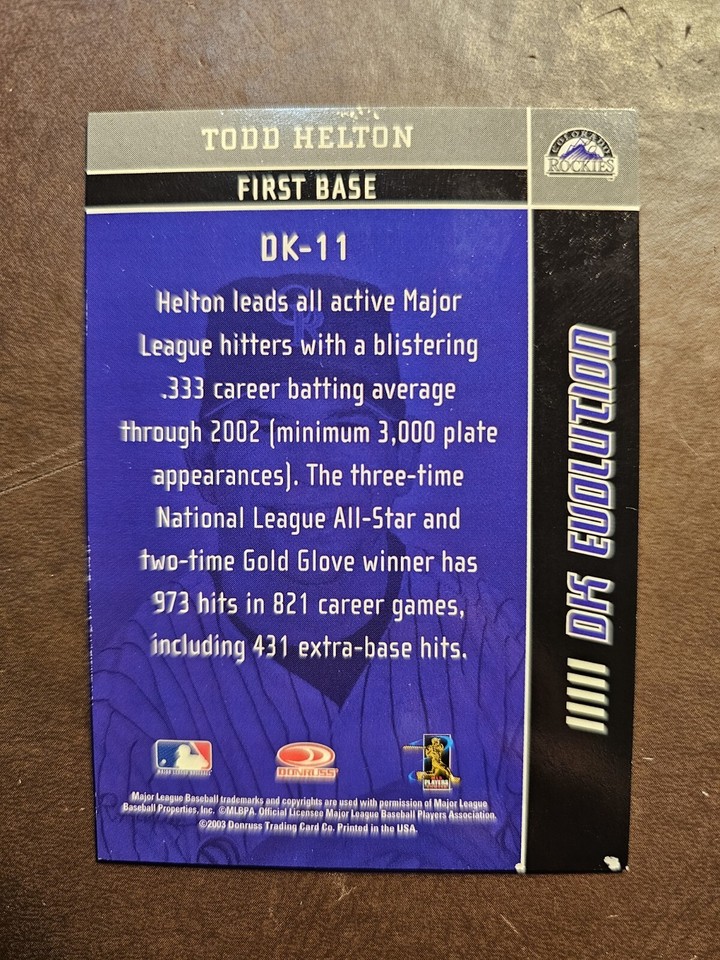 2003 Diamond Kings DK Evolution - TODD HELTON #DK-11 Colorado Rockies ...