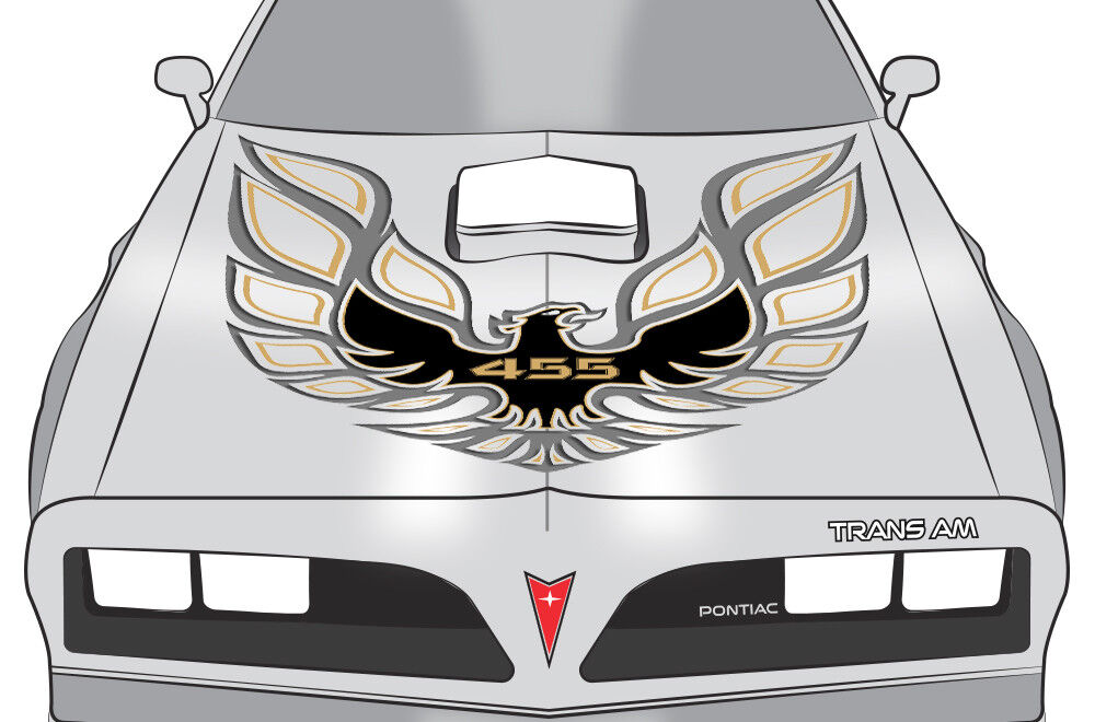 42 X 42 Firebird Hood Graphic Decal Sticker For Pontiac Trans Am GOLD GREY 455 eBay