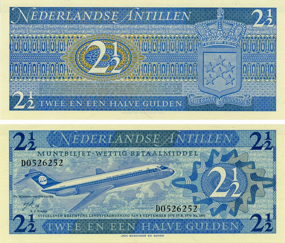 Netherlands Antilles 2.5 guilders 1970 UNC Aircraft (P21) | eBay UK