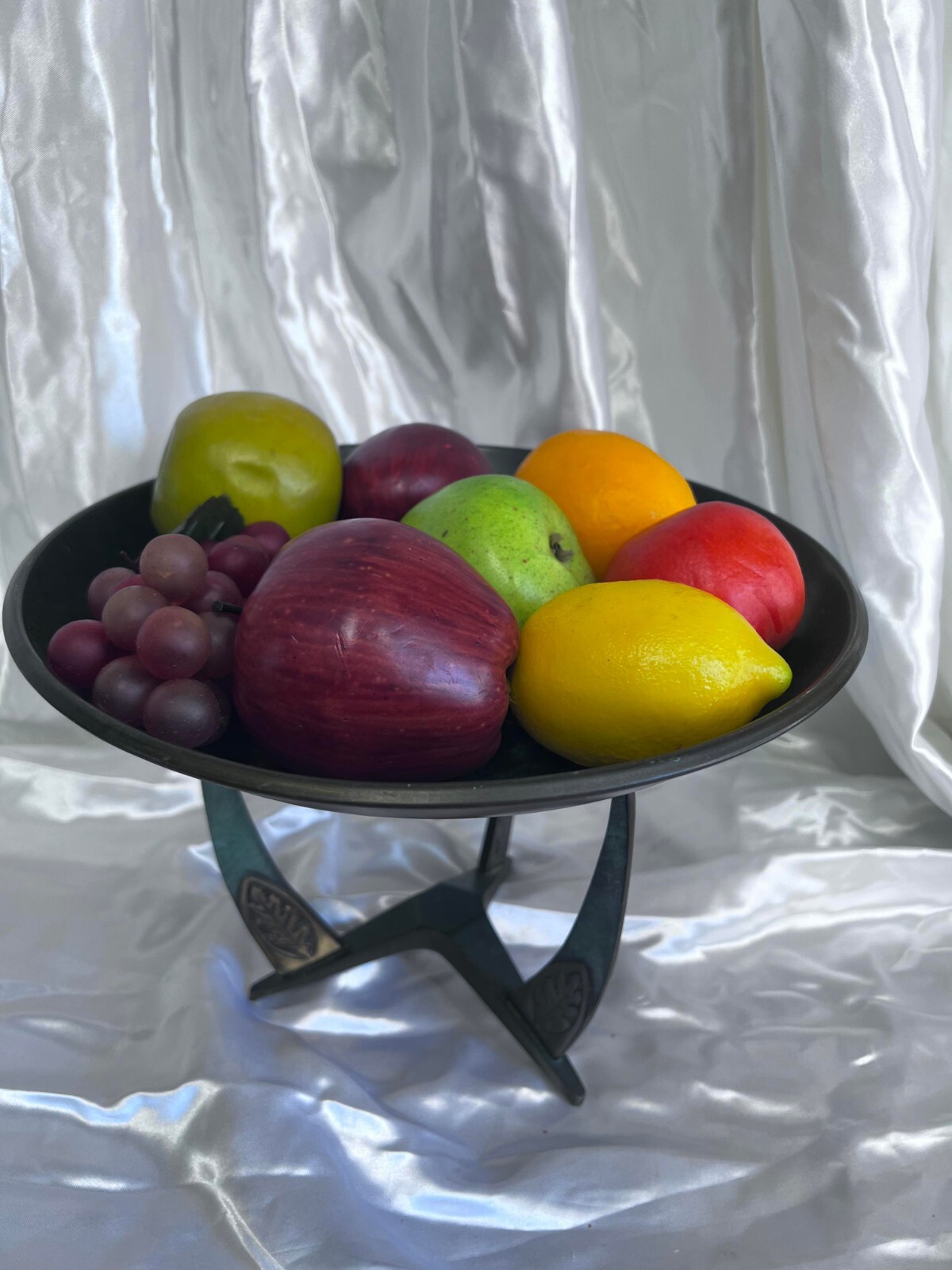 Enameled Mid Century Brutalist Israeli Metal Tazza Centerpiece Footed ...