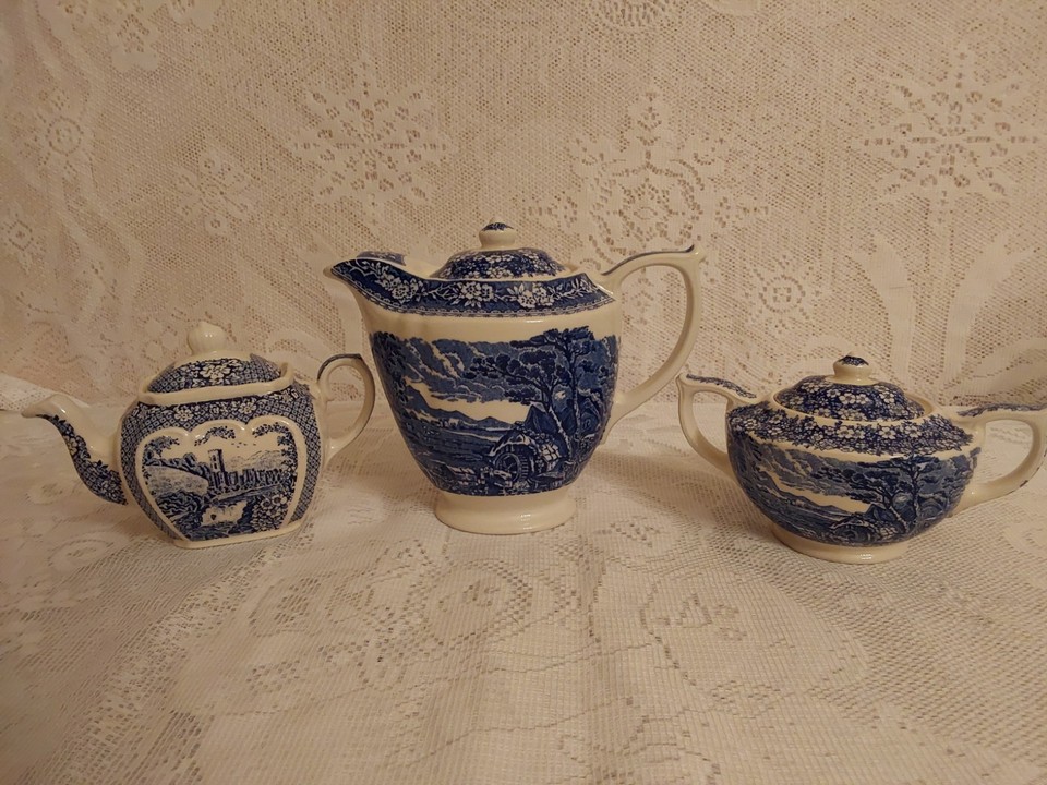 Vintage James SADLER Afternoon Tea Blue&White Teapot Sugar Bowl ...